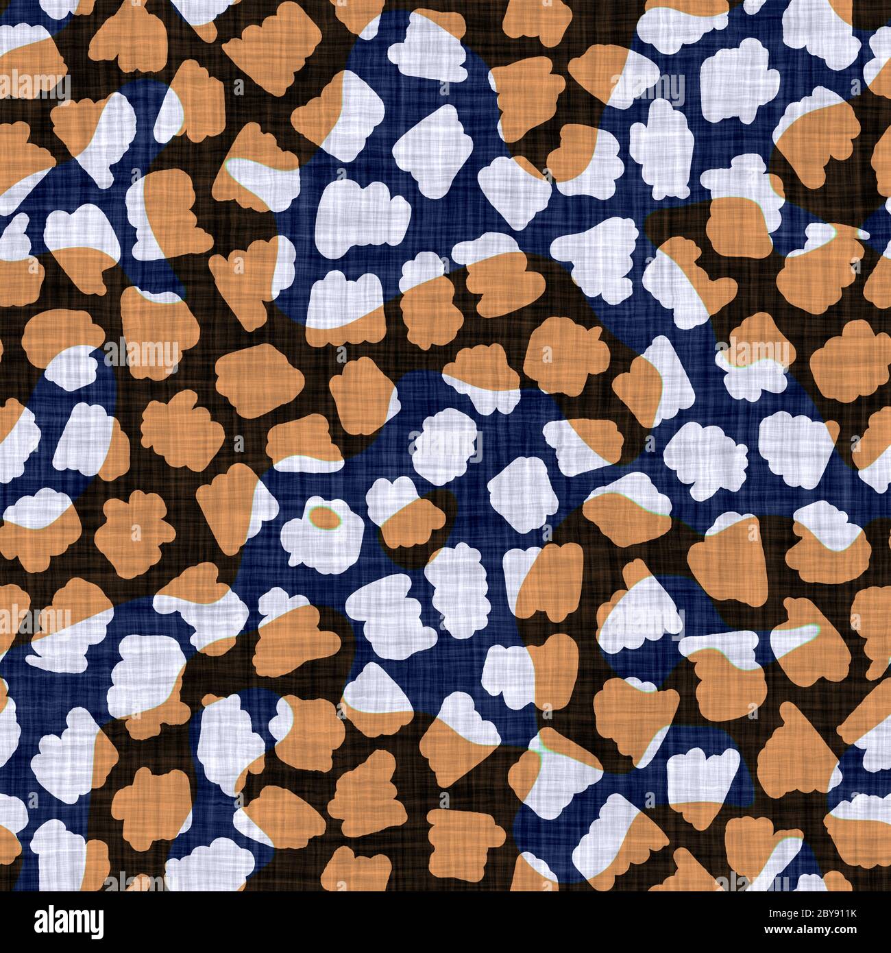 Seamless indigo dyed bandana texture. Blue orange stain woven cotton ...