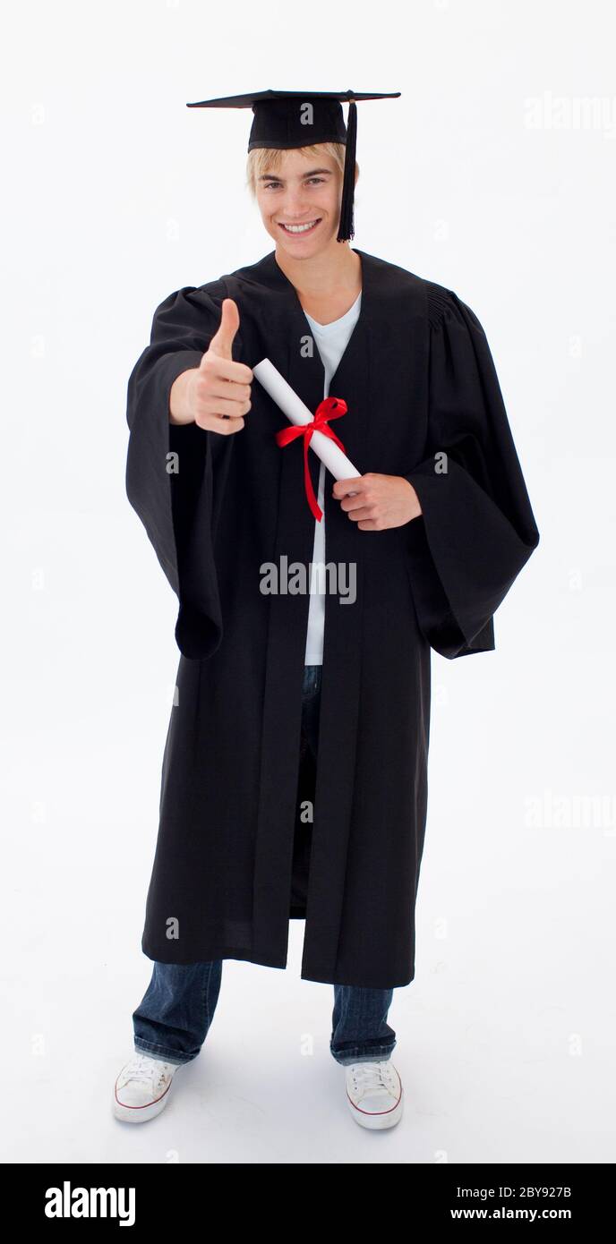 Happy Teen Guy Celebrating Graduation Stock Photo - Alamy