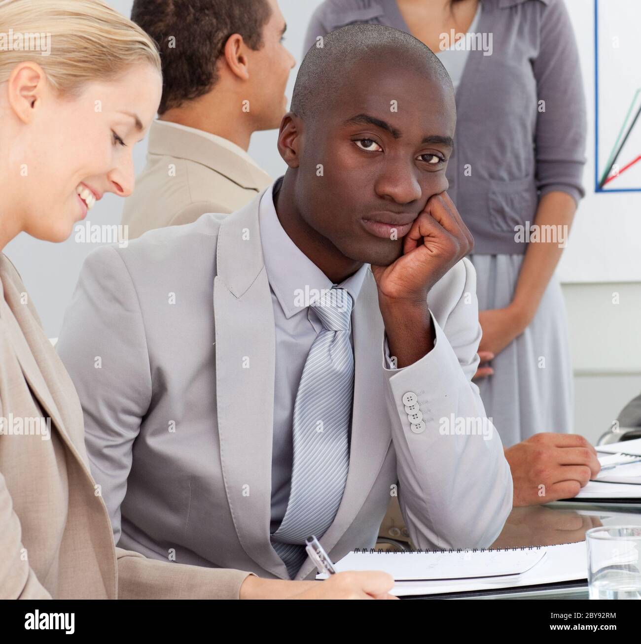 Bored Businessman in a meeting Stock Photo - Alamy