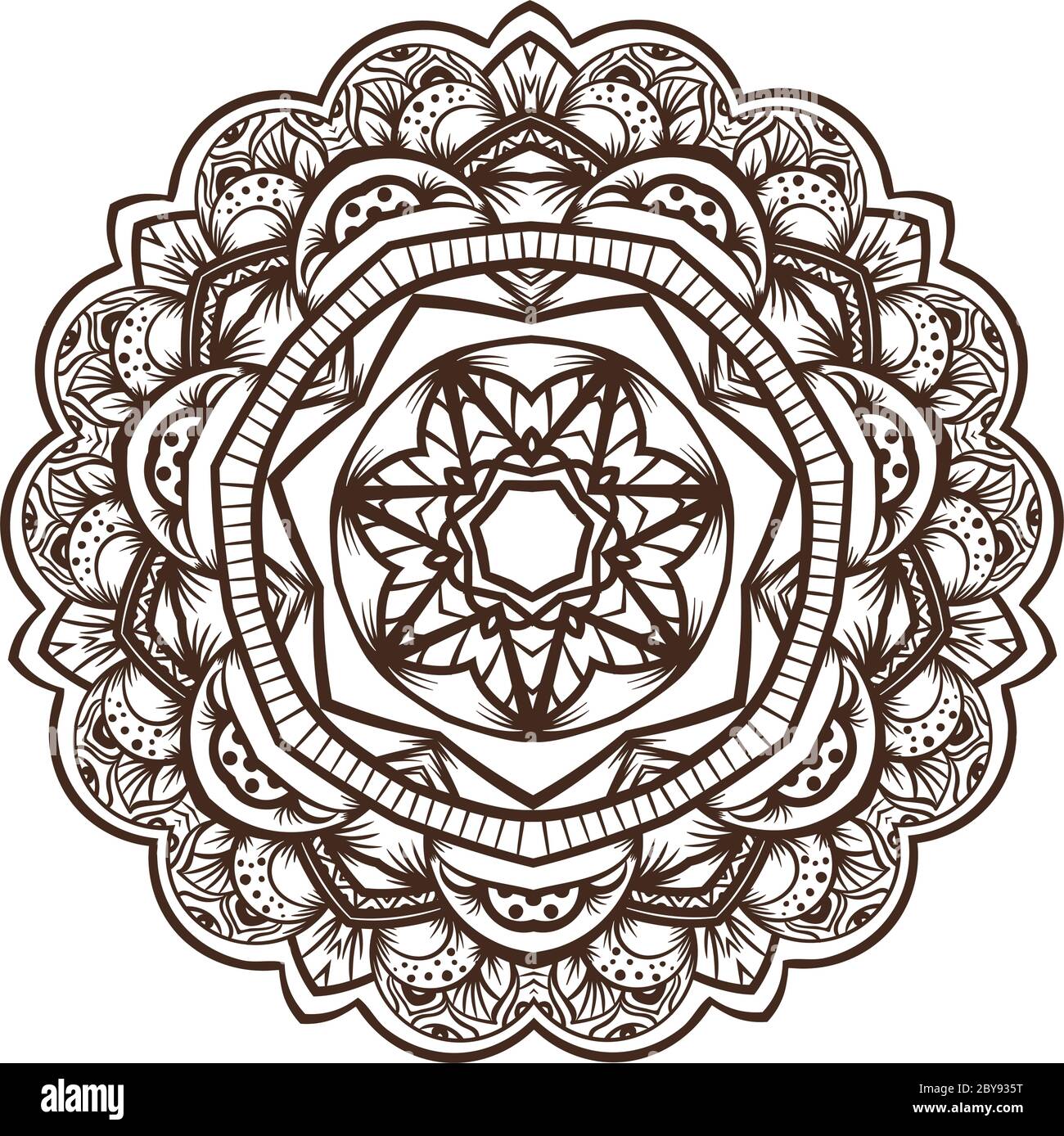 Ethnic Fractal Mandala Vector Meditation looks like Snowflake or Maya ...