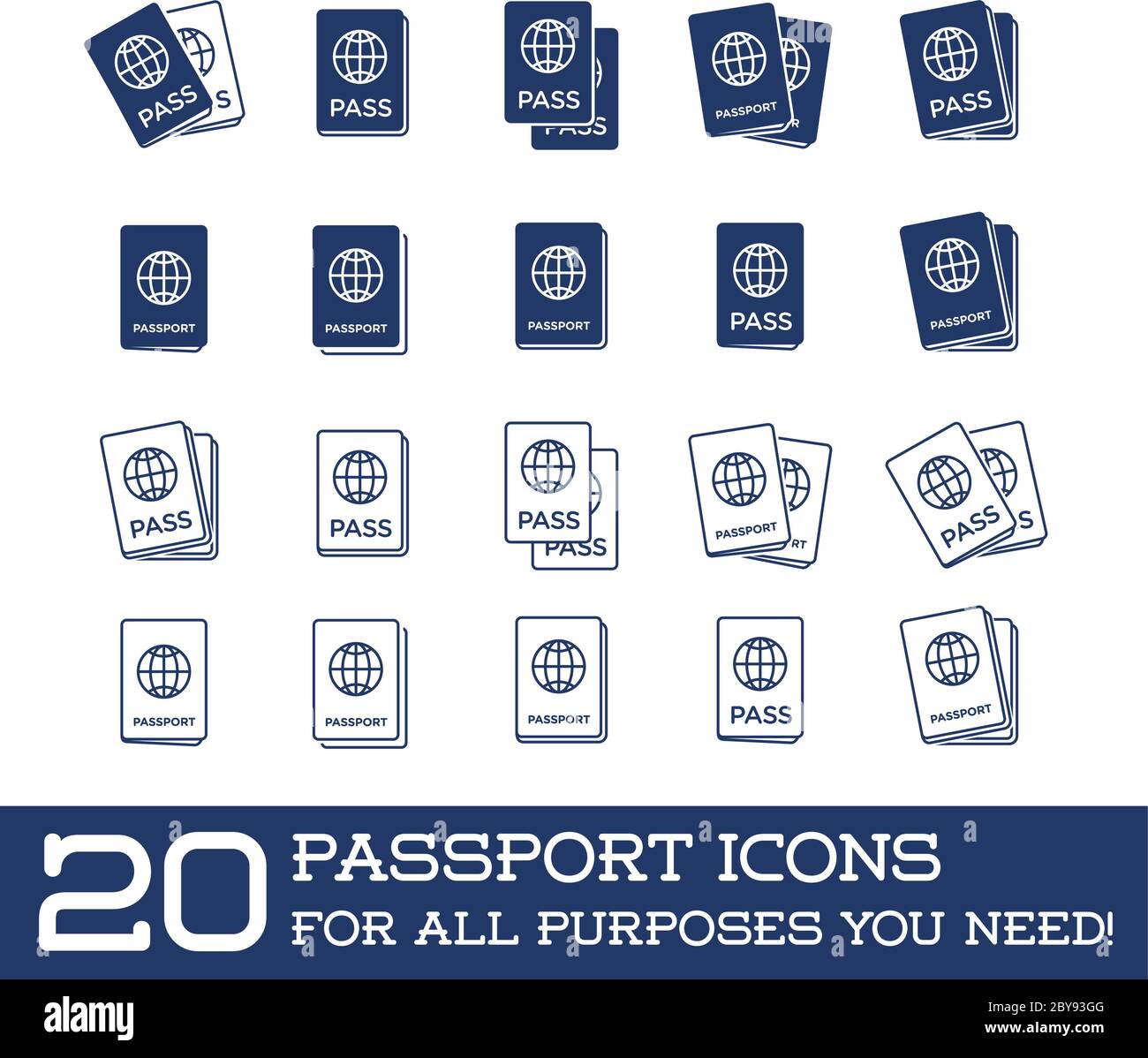 Set Of Citizenship Or Foreign Passport Id In Vector Colorful Icon Can