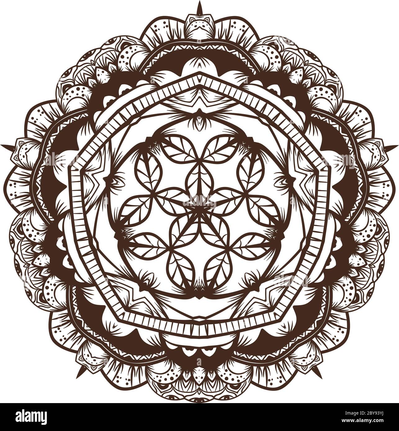 Ethnic Fractal Mandala Vector Meditation looks like Snowflake or Maya ...