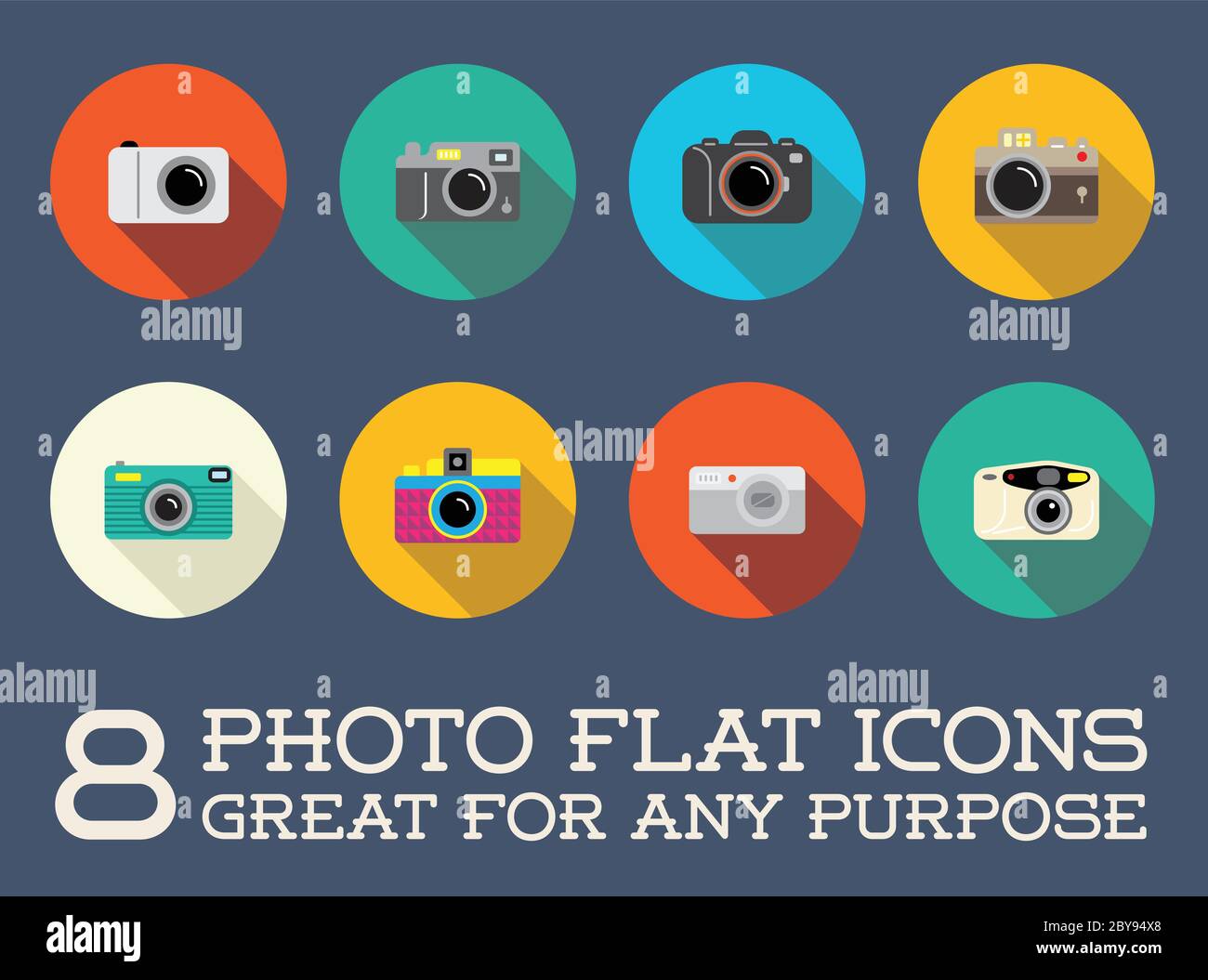 Set of Vector Photo Camera Photography Elements and Video Camera Icons ...