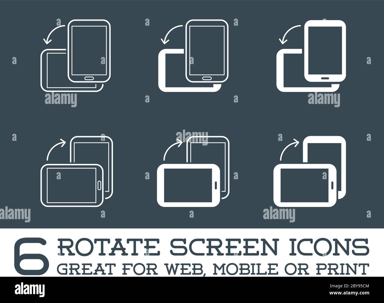 Rotate Smartphone or Cellular Phone or Tablet Icons Set in Vector Stock ...