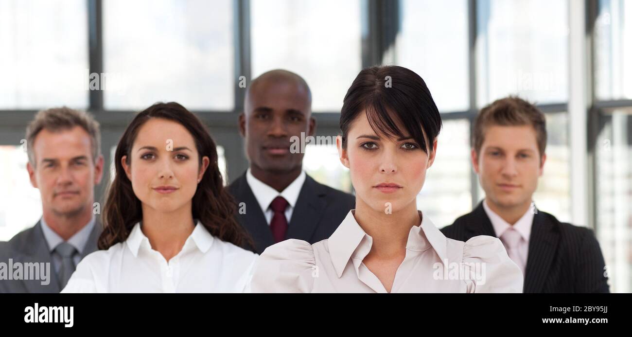 Portrait of serious business people looking at the camera Stock Photo ...