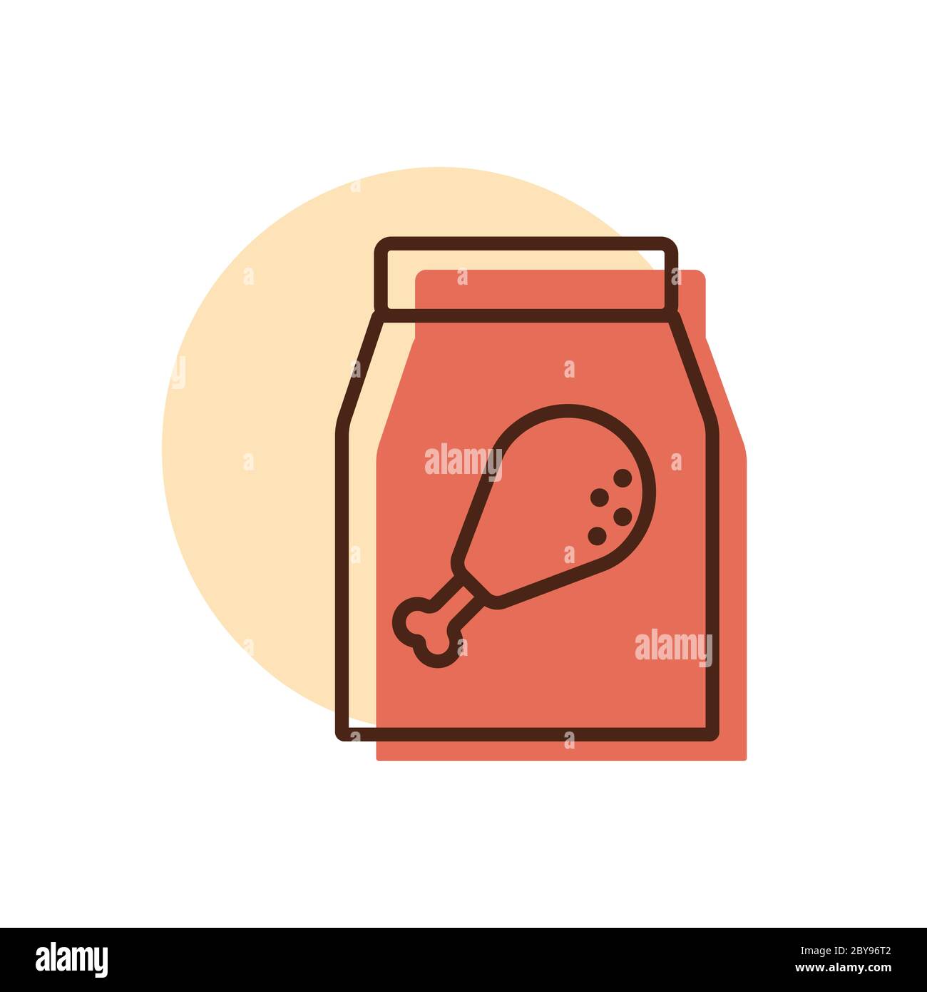 Paper bag with food vector icon. Leg chicken symbol. Delivery sign ...