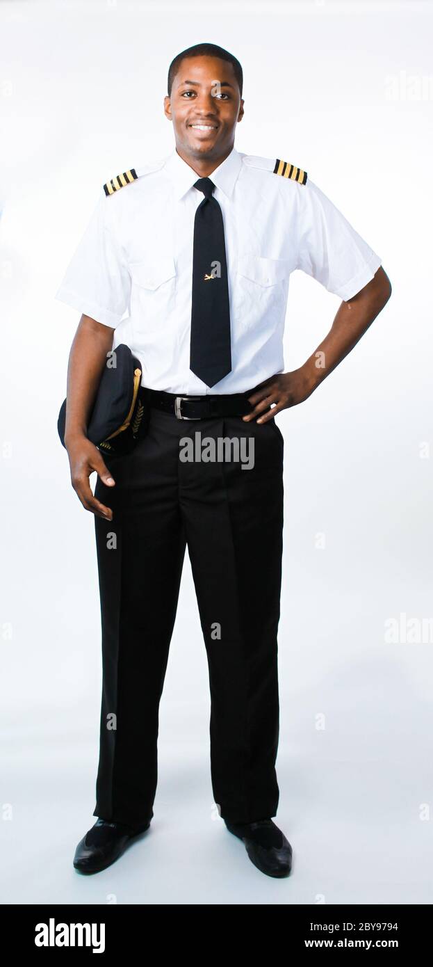 Full length photo of a pilot Stock Photo - Alamy