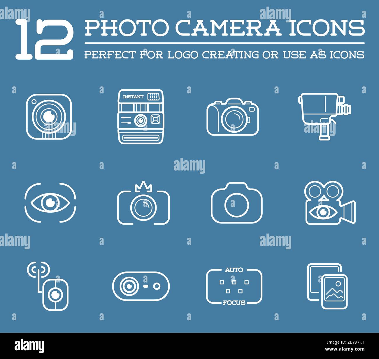 Set of Vector Photo or Camera Elements and Video Camera Signs ...