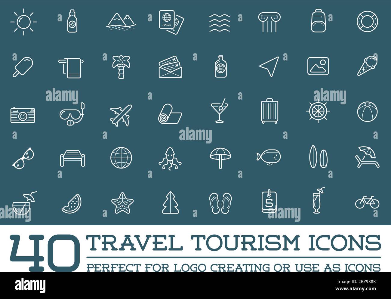 Set of Vector Travel Tourism and Holiday Elements Icons Illustration ...