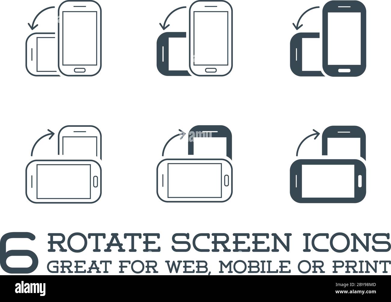 Rotate Smartphone or Cellular Phone or Tablet Icons Set in Vector Stock ...