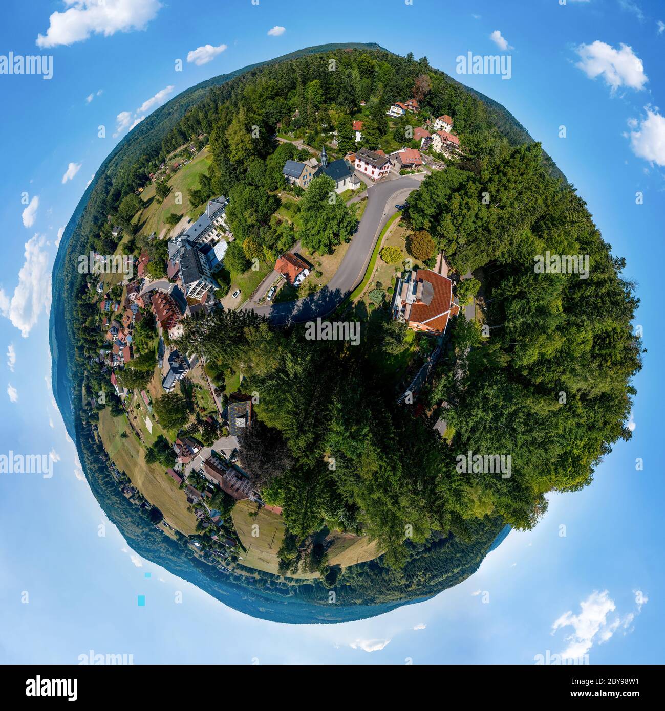 Abstract image of a small planet. Taken from the drone. Circular ...