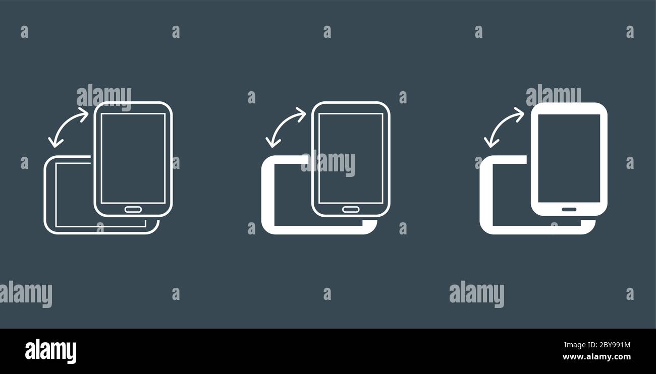 Rotate Smartphone or Cellular Phone or Tablet Icons Set in Vector Stock ...