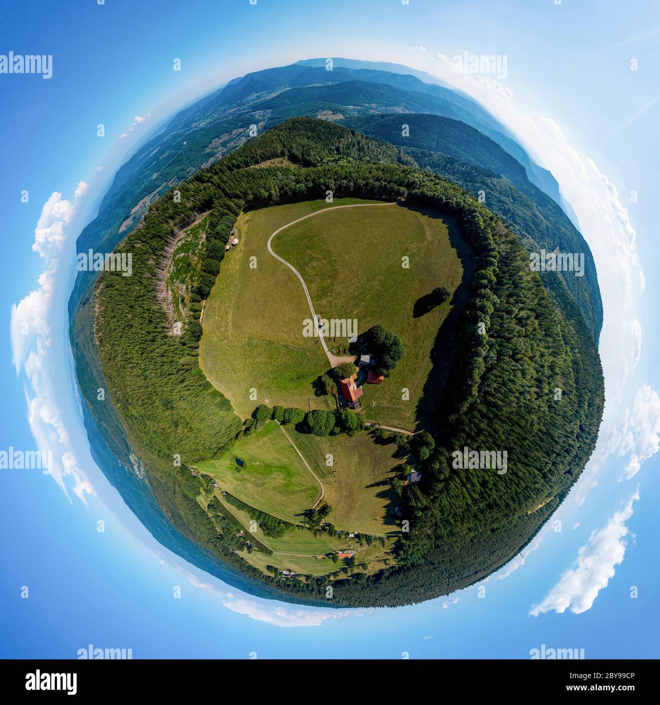 Abstract image of a small planet. Taken from the drone. Circular ...