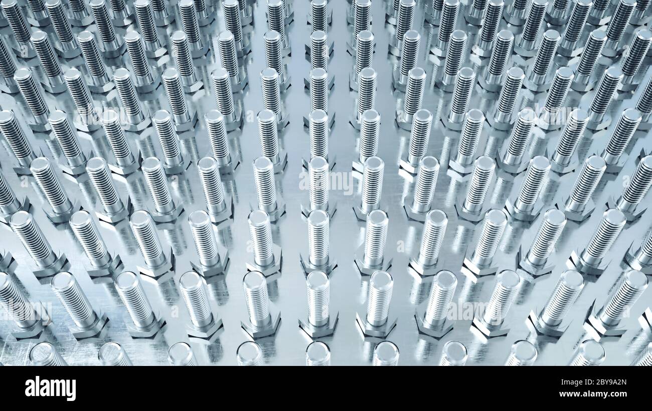 Process of production of bolts. Industrial concept. Factory equipment ...