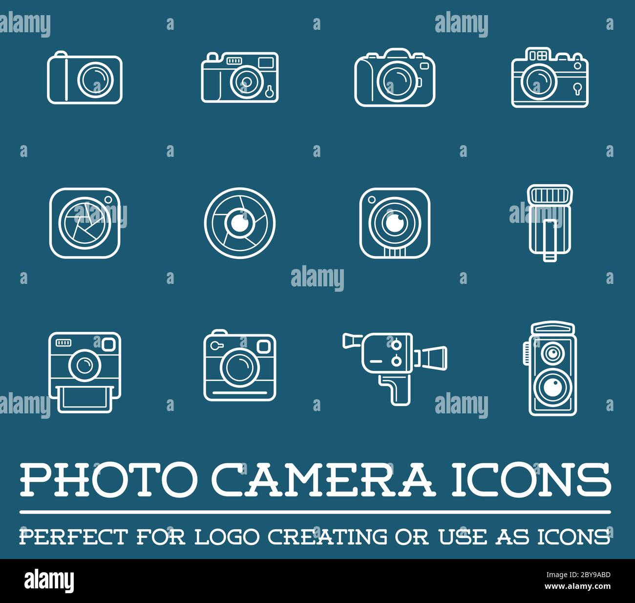 Set of Vector Photo or Camera Elements and Video Camera Signs ...