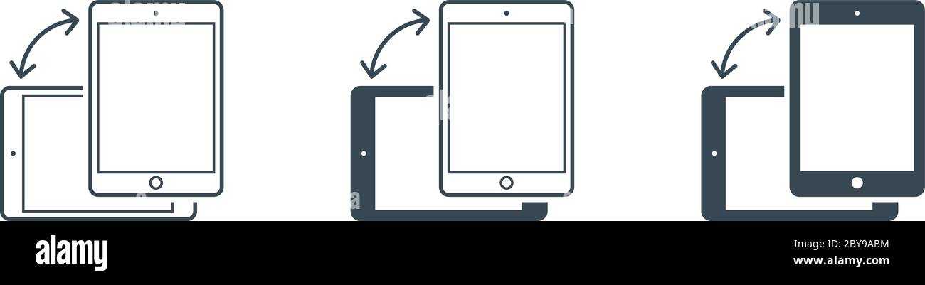 Rotate Smartphone or Cellular Phone or Tablet Icons Set in Vector Stock ...