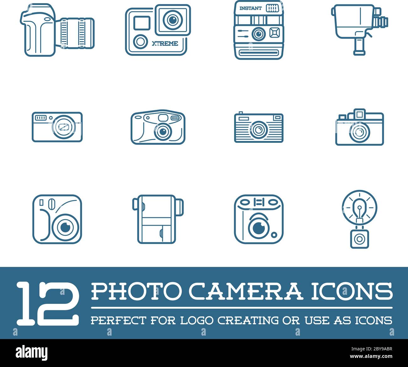 Set of Vector Photo or Camera Elements and Video Camera Signs ...