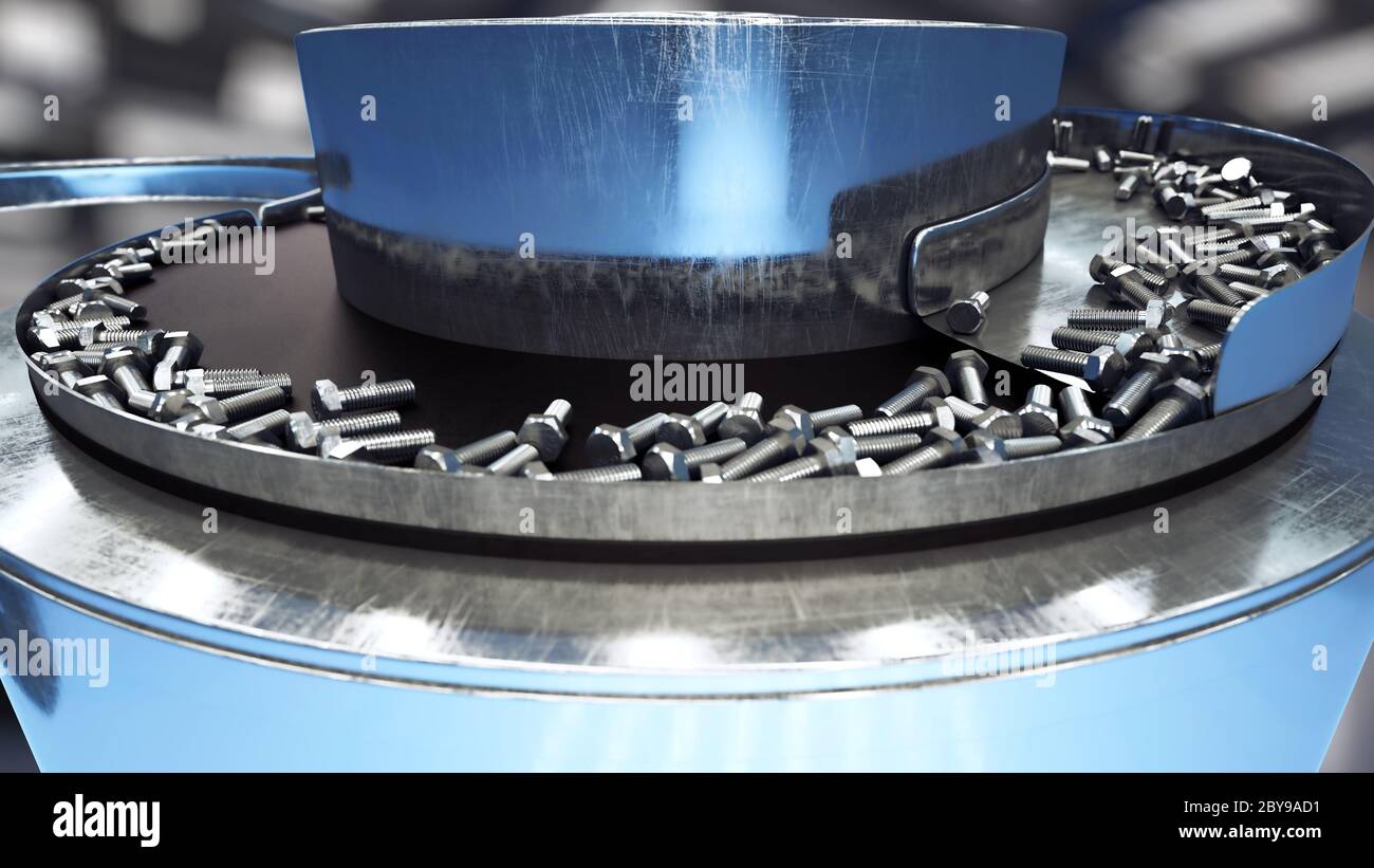 Process of production of bolts. Industrial concept. Factory equipment ...