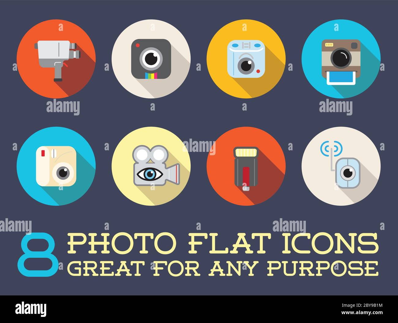 Set of Vector Photo Camera Photography Elements and Video Camera Icons ...