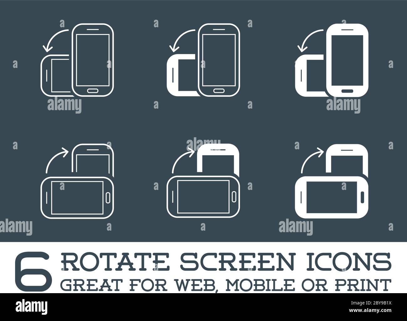 Rotate Smartphone or Cellular Phone or Tablet Icons Set in Vector Stock ...