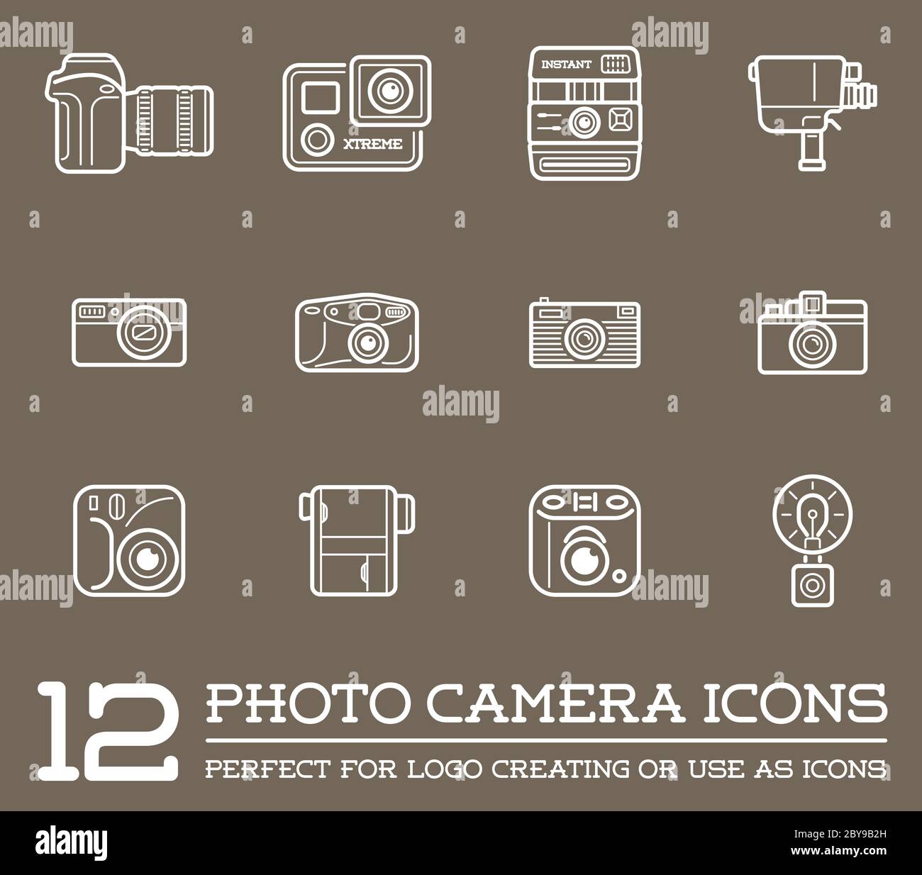 Set of Vector Photo or Camera Elements and Video Camera Signs ...