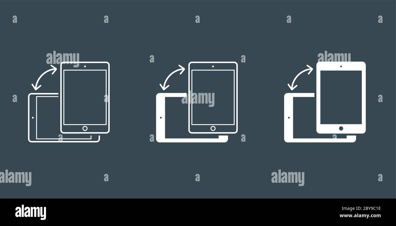 Rotate Smartphone or Cellular Phone or Tablet Icons Set in Vector Stock ...