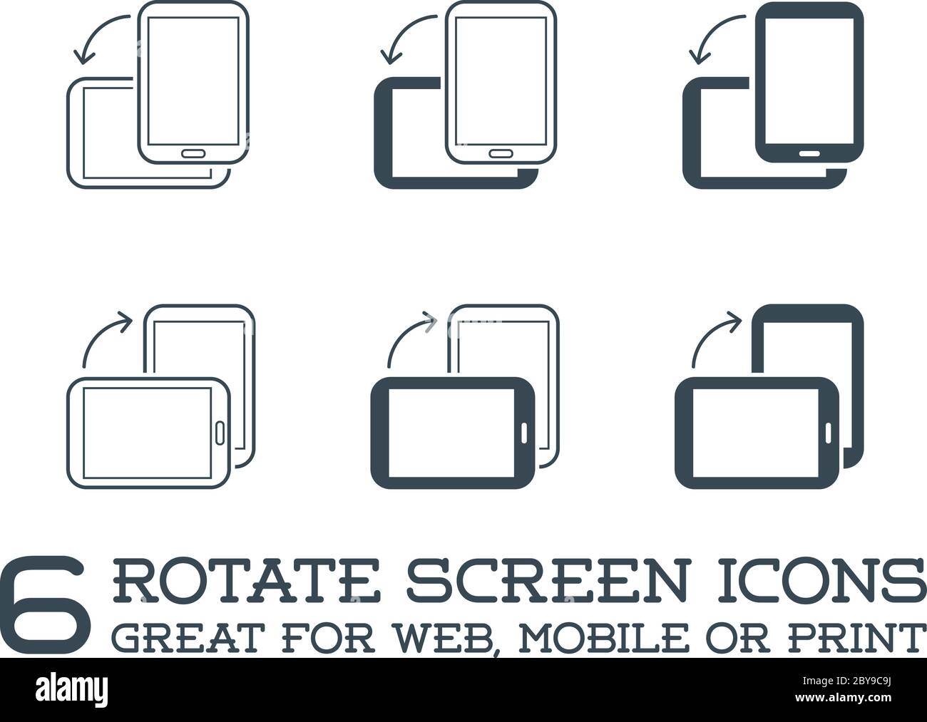 Rotate Smartphone or Cellular Phone or Tablet Icons Set in Vector Stock ...