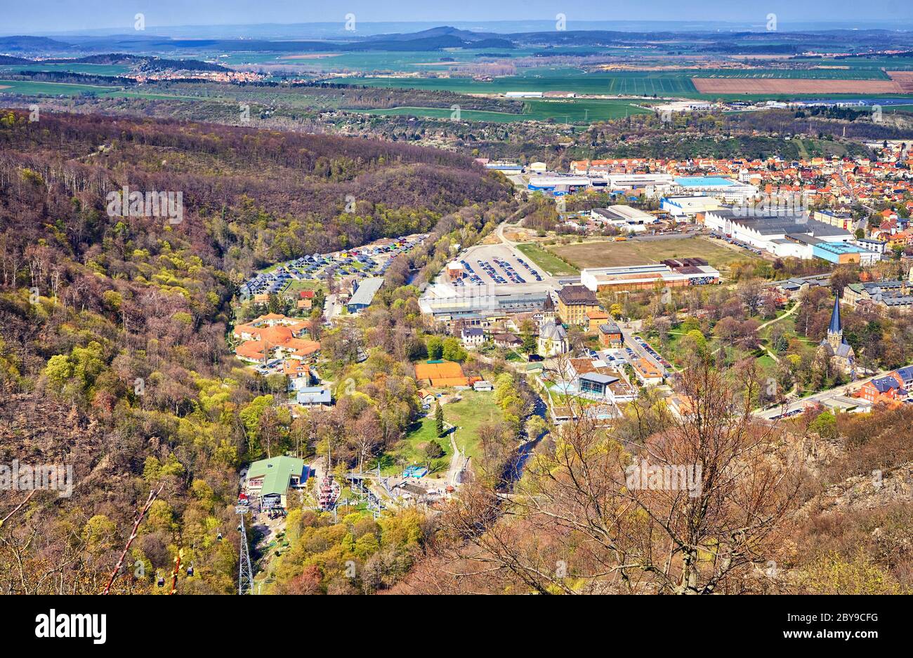 Aerial view of the city of Thale in the Harz Mountains. Saxony-Anhalt ...