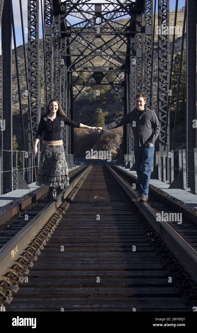 Young in love on train hi-res stock photography and images - Alamy