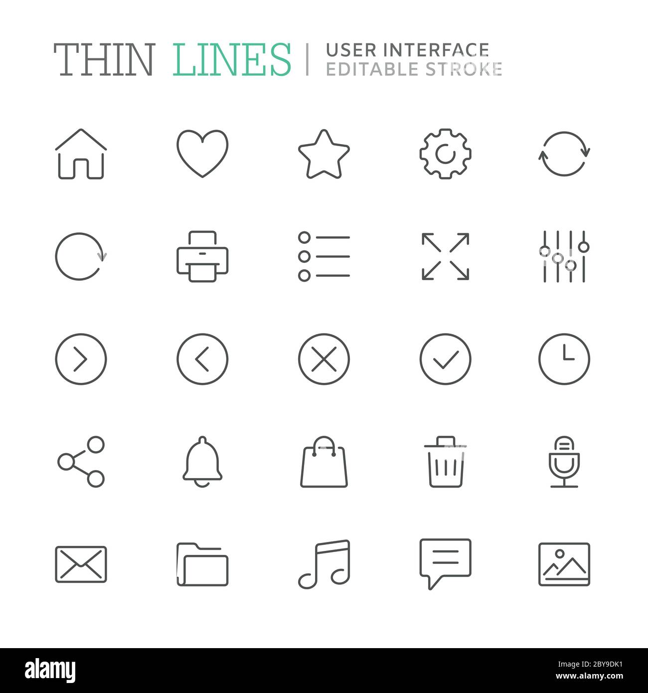 Collection of user interface related line icons. Editable stroke Stock ...
