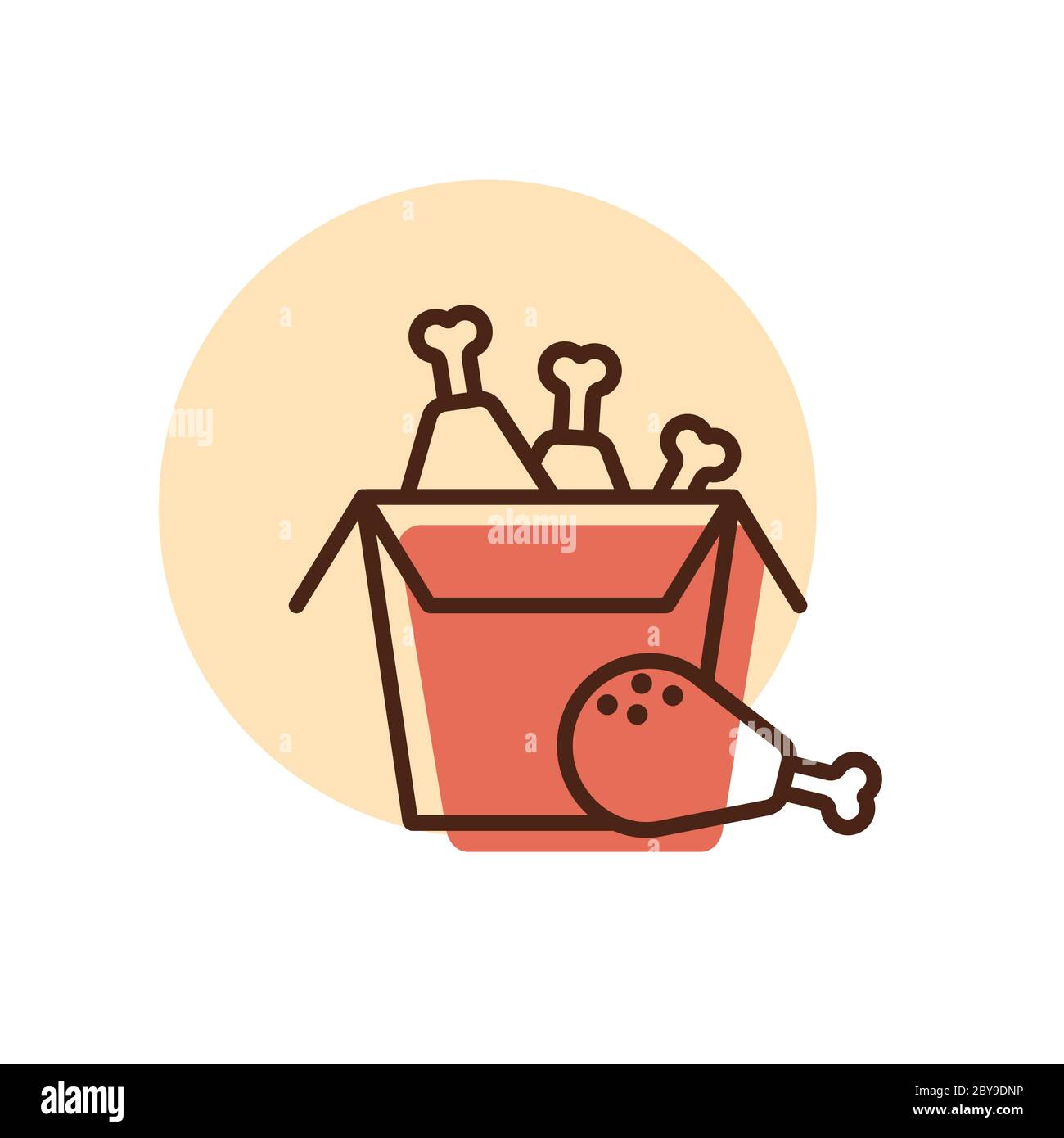 Fried chicken in the box vector icon. Delivery sign. Graph symbol for ...