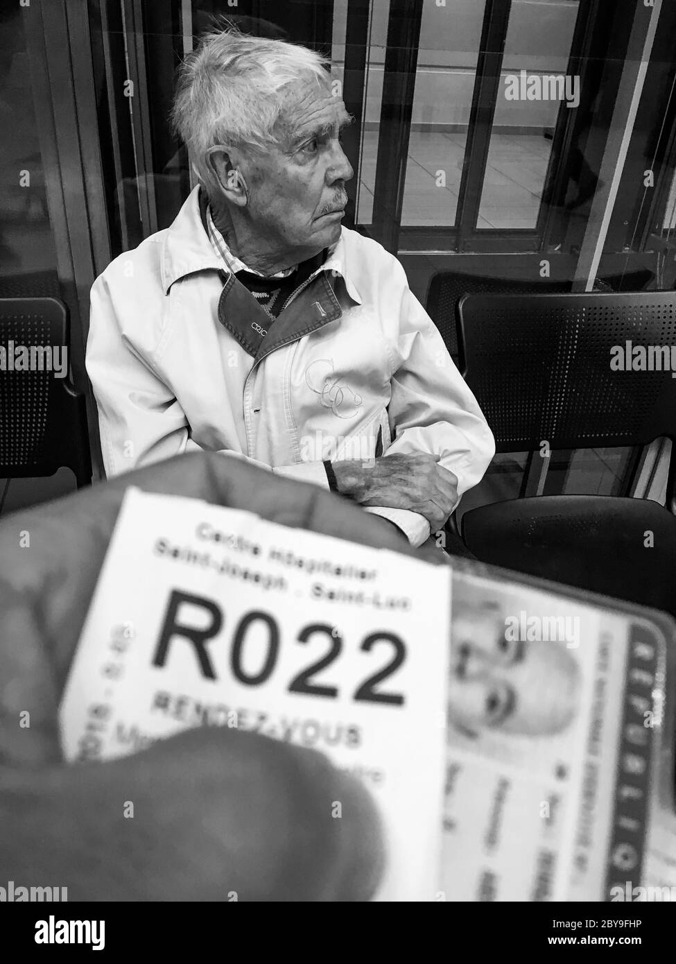 90 Years old man in an hospital waiting room, Lyon, France Stock Photo ...