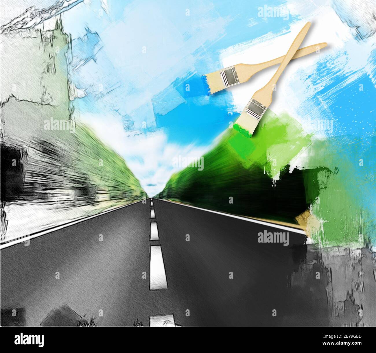 Express road disappearing over the horizon Stock Photo - Alamy