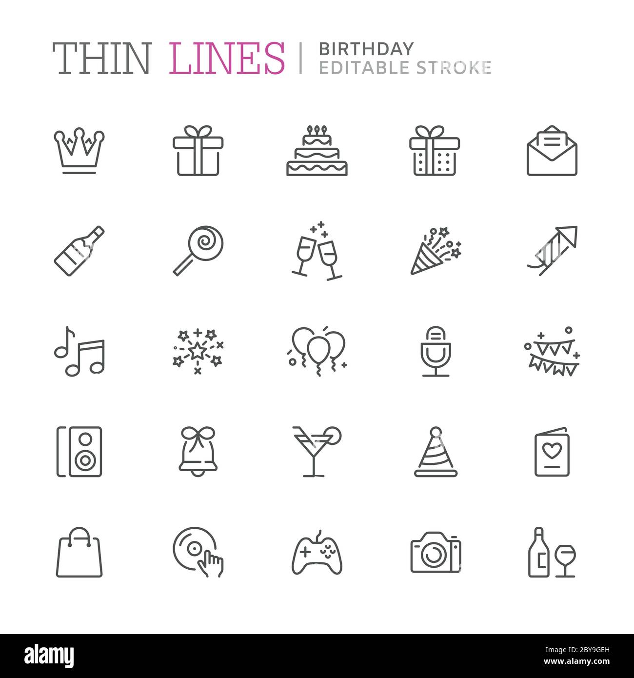 Line happy birthday party hi-res stock photography and images - Alamy