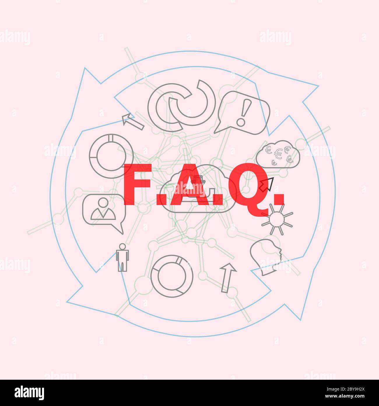 Text Faq. Education concept. frequently asked questions . Flat outline ...