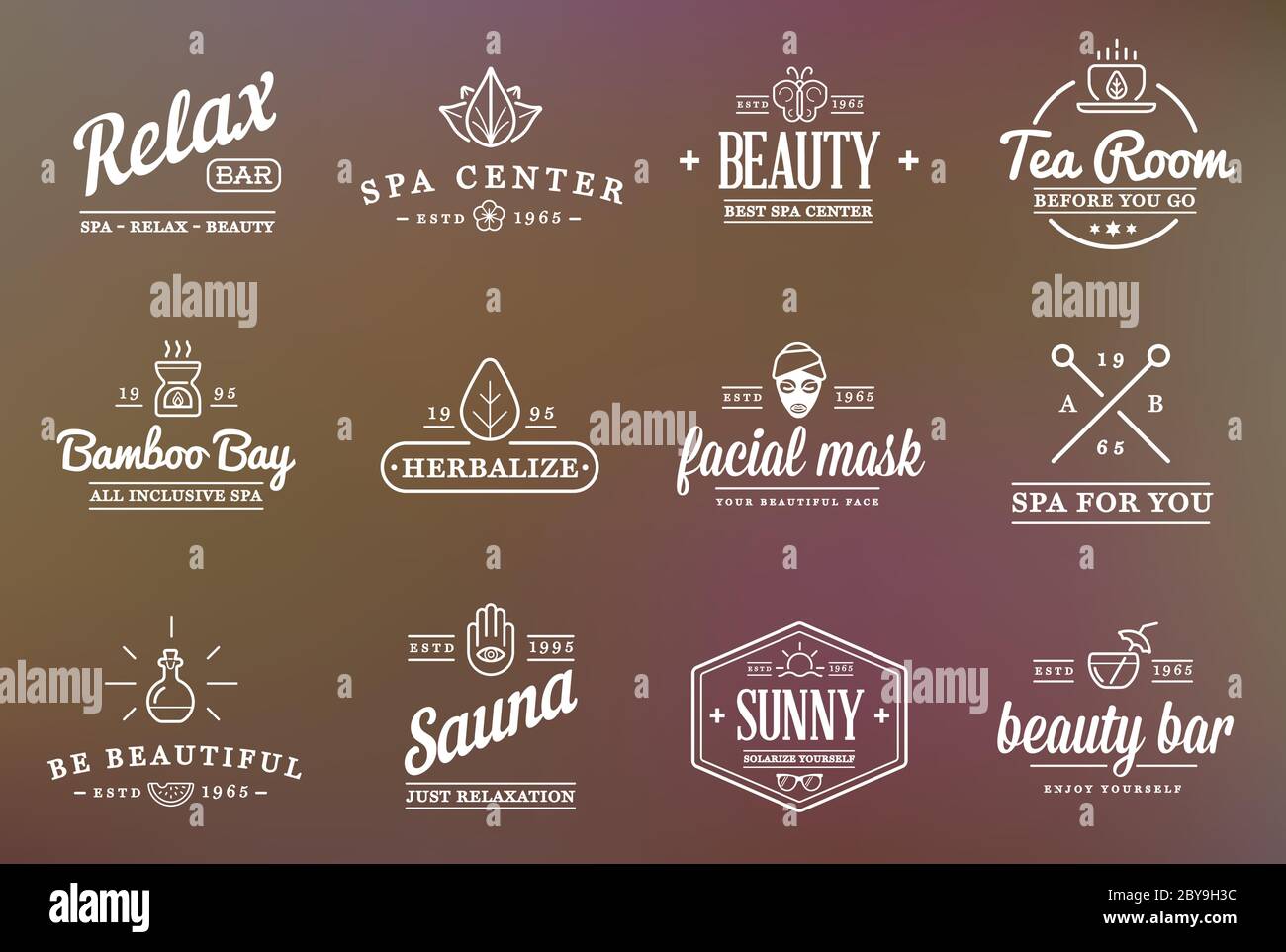 Set of Vector Spa Beauty Yoga Sport Elements Illustration can be used ...