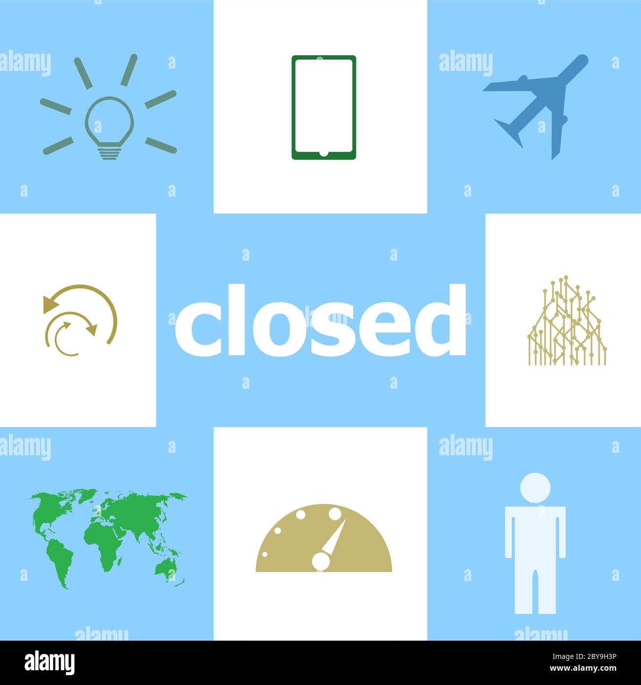Text Closed. Safety concept . Infographic Elements. Icon set Stock ...