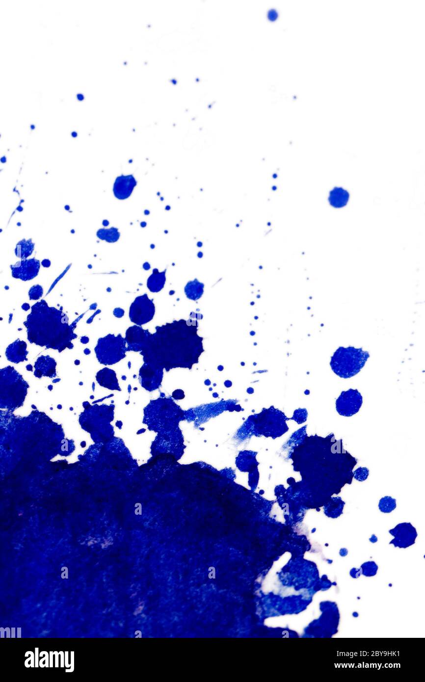 Blue splatter on white background Stock Photo - Alamy