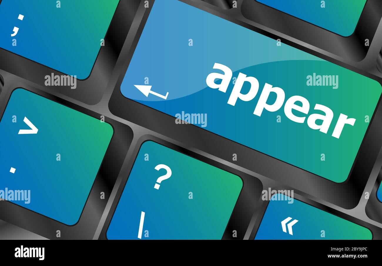 appear word on computer keyboard key button Stock Photo - Alamy