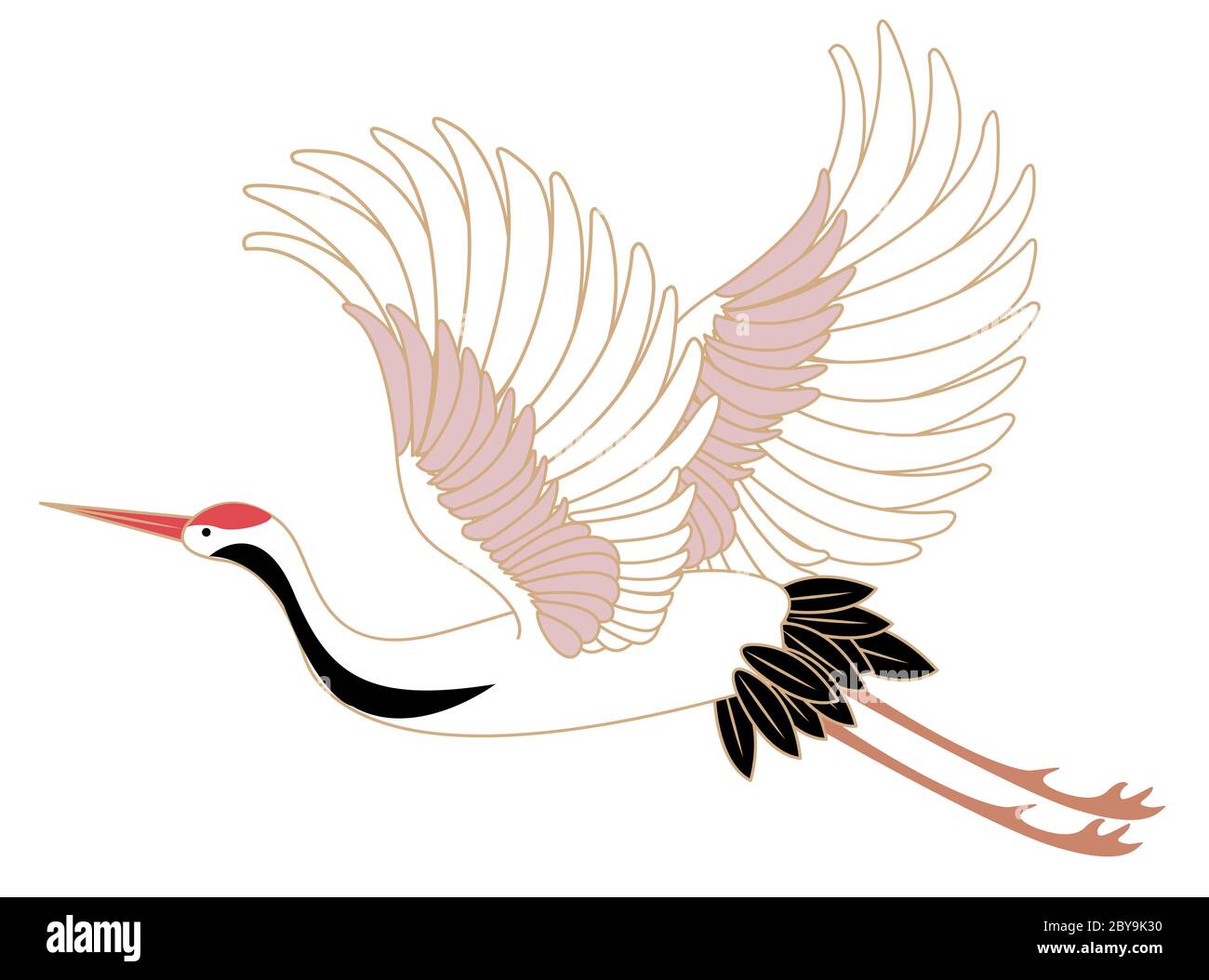 Japanese style vector wild animal Chinese crane bird Stock Vector Image ...