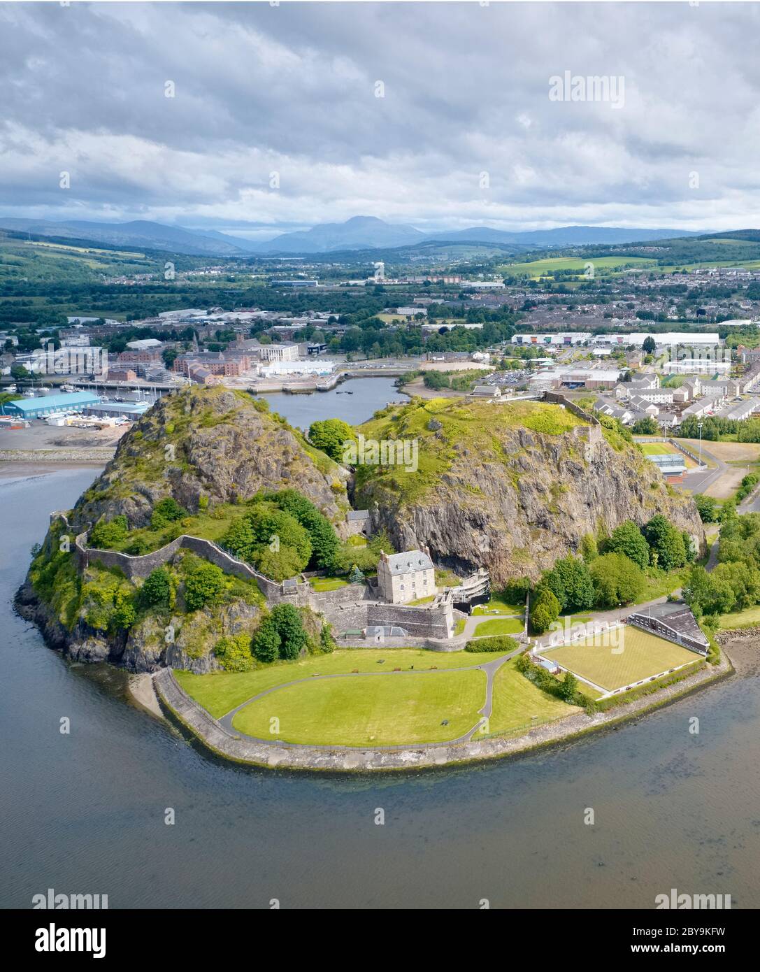 Drone aerial view dumbarton rock hi-res stock photography and images ...