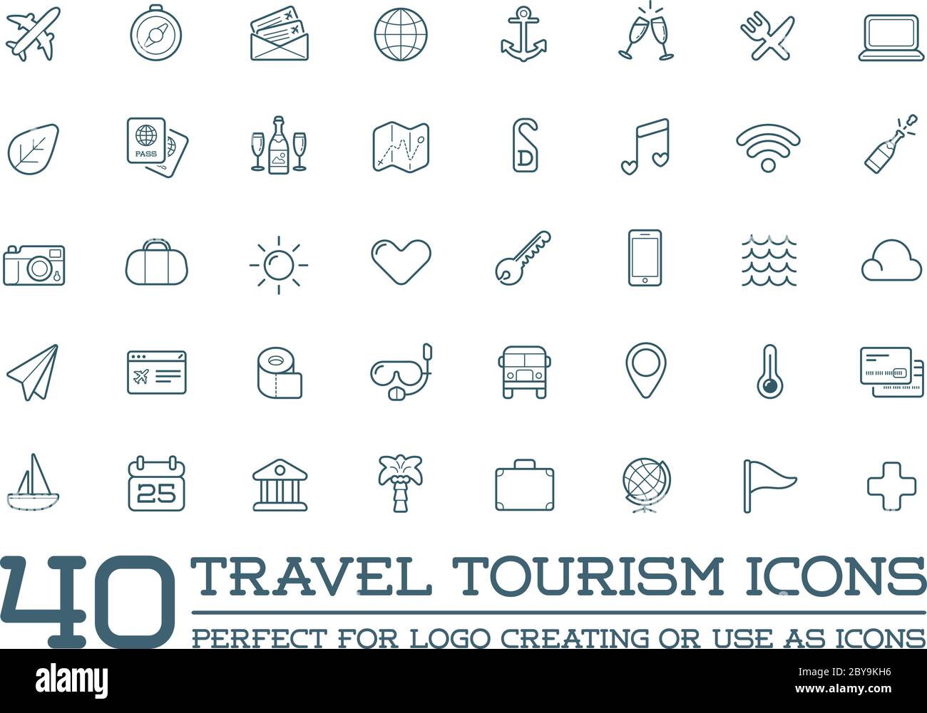 Set of Vector Travel Tourism and Holiday Elements Icons Illustration ...