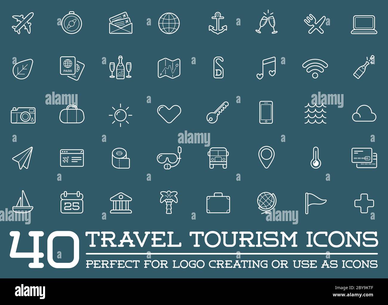 Set of Vector Travel Tourism and Holiday Elements Icons Illustration ...