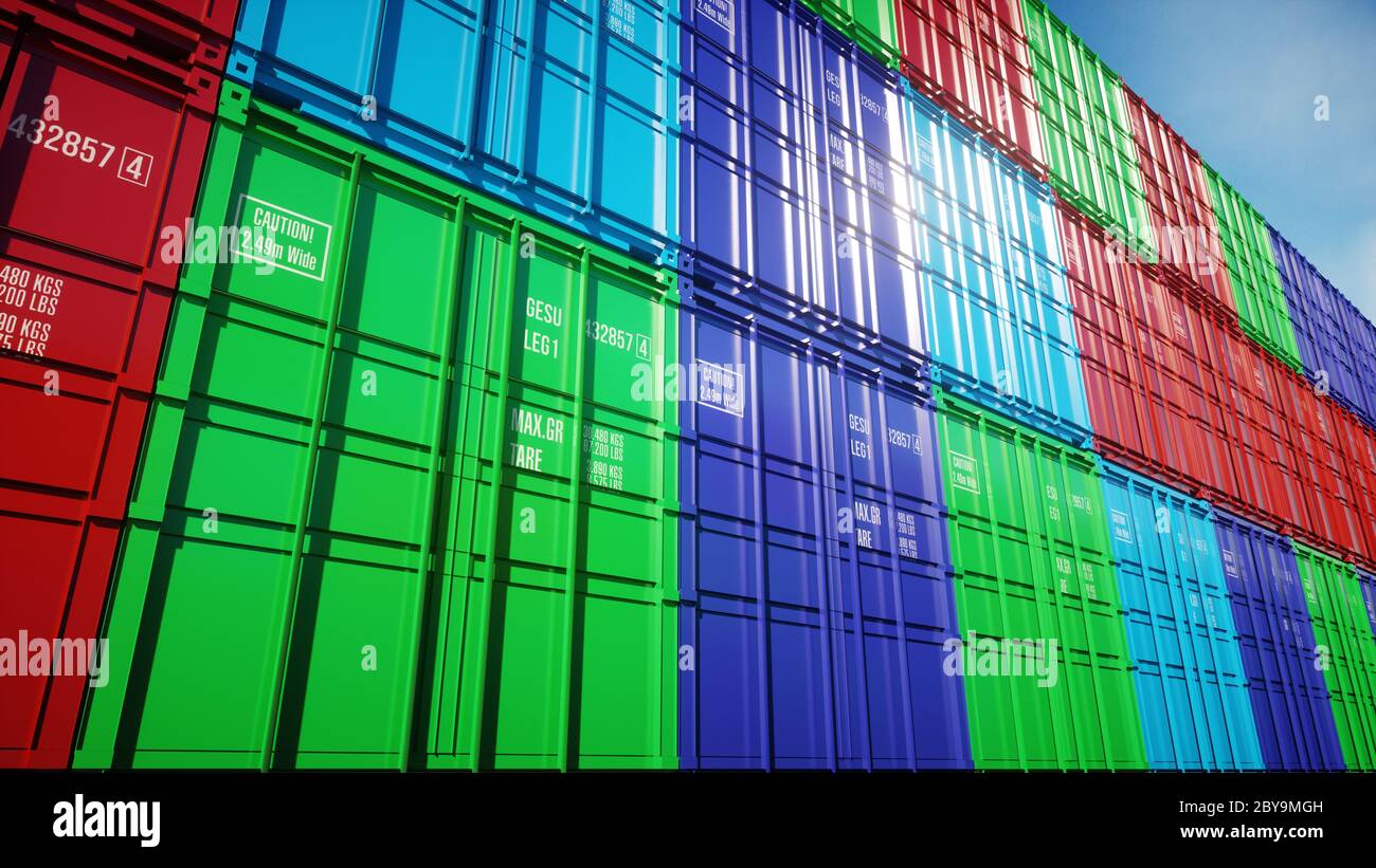 Container depot, wharehouse, seaport. Aeril view. Cargo containers ...