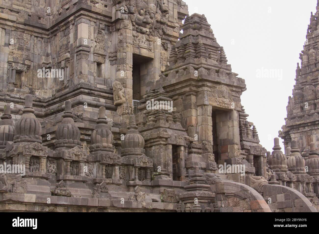 Detail of entrance in tower at famous Prambanan hindu temple, Yogyakarta, Java, Indonesia. Candi ...