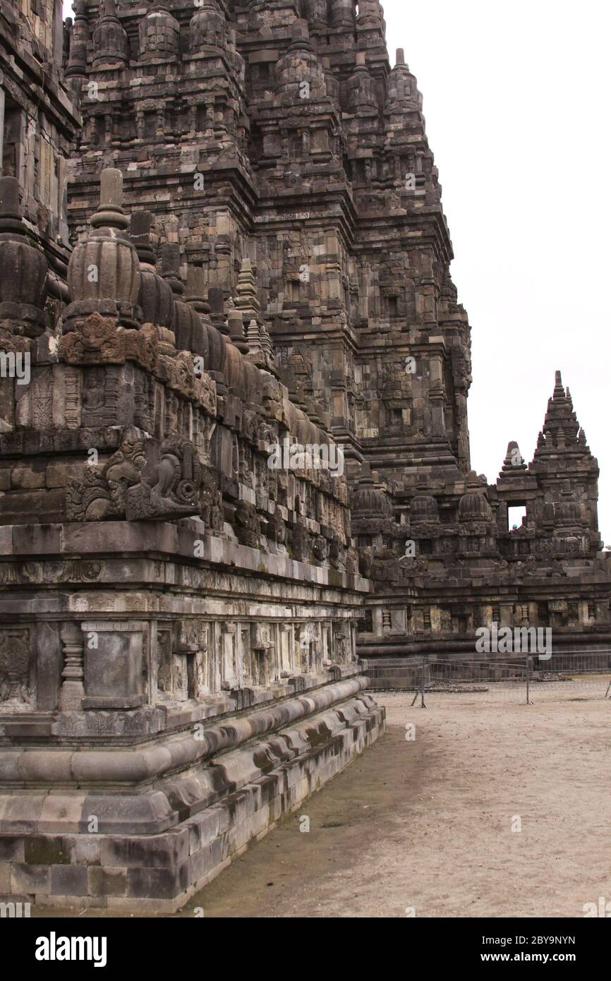 Details of stone sculptures at famous Prambanan hindu temple ...