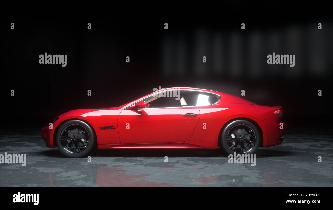 luxury red sport car . realistic 3d rendering Stock Photo - Alamy