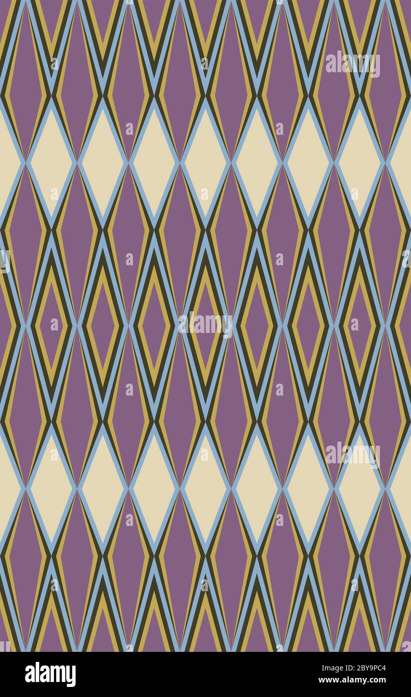 Japanese style retro vintage seamless pattern background purple geometry check kaleidoscope ...