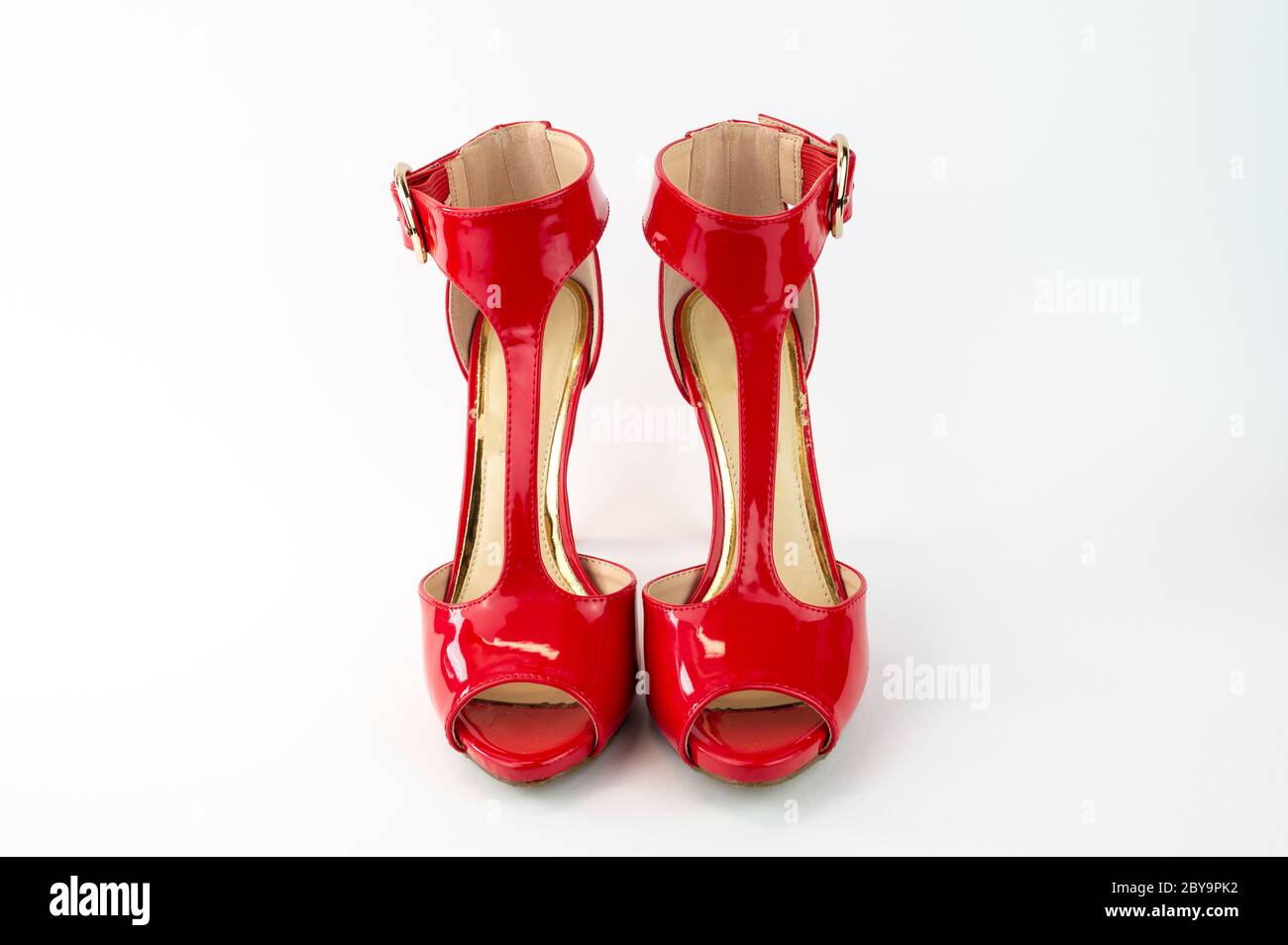 red patent leather sandal for the summer season Stock Photo - Alamy