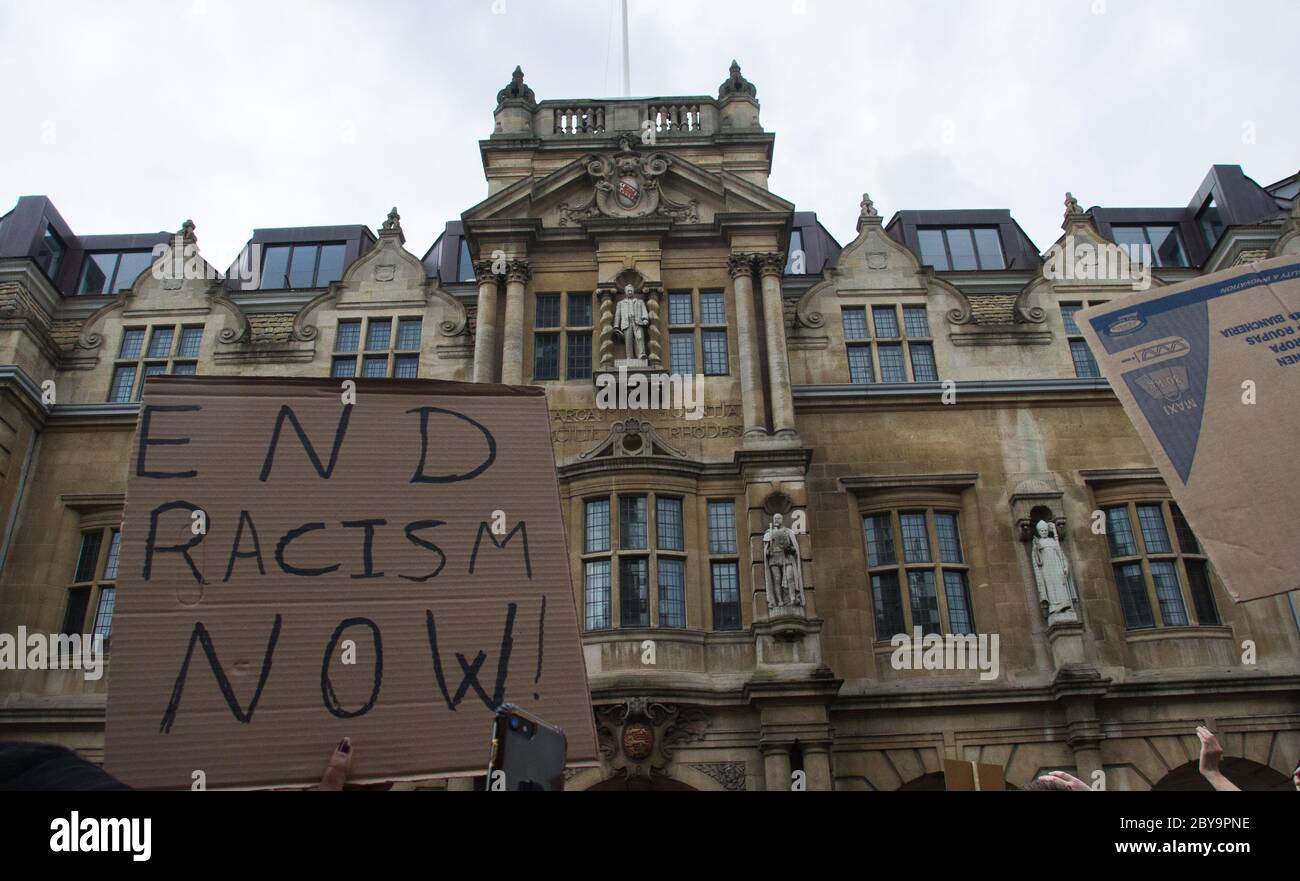 Oxford,UK 9th June 2020 Uk. Campaigner of Rhodes Must fall held a ...